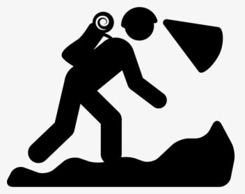 Hiker Silhouette On Mountain - Caving Silhouette, HD Png Download ...