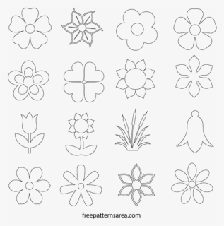 White Outline Flower Clipart, HD Png Download , Transparent Png Image ...