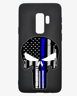 Thin Blue Line Flag Skull, HD Png Download , Transparent Png Image ...