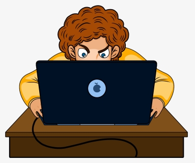 Girl Playing Computer Cartoon, HD Png Download , Transparent Png Image ...