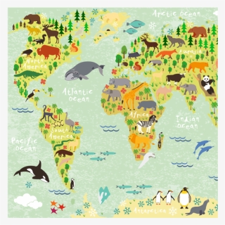 World Map Rectangular Placemat Class - Cartoon World Map Round, HD Png ...